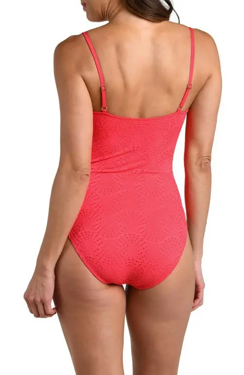 La Blanca Shell Bound Beaded Strap One-piece Swimsuit - Guava