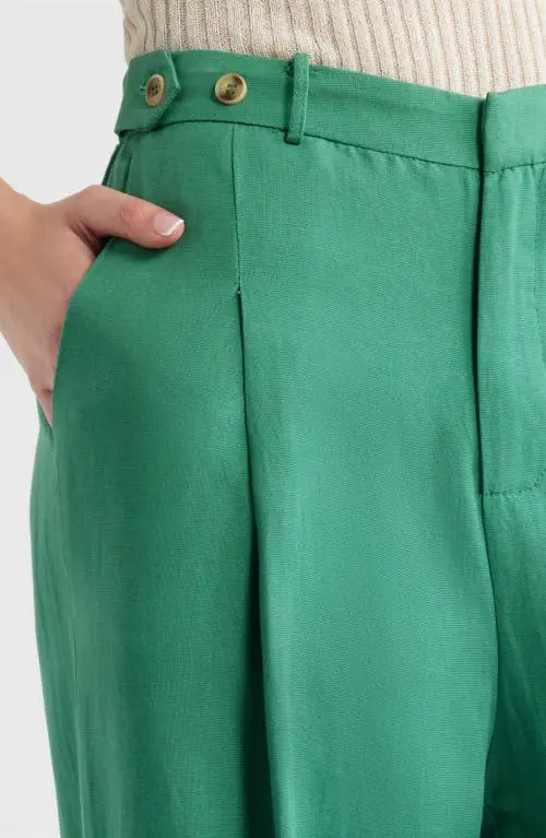 Deluc Palermo Pleated Wide Leg Pants - Green
