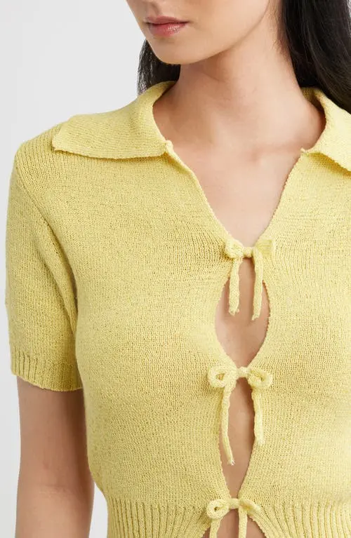 Deluc Paros Tie-front Sweater - Yellow
