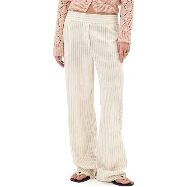 Deluc Striped Wide-leg Pants - Ecru