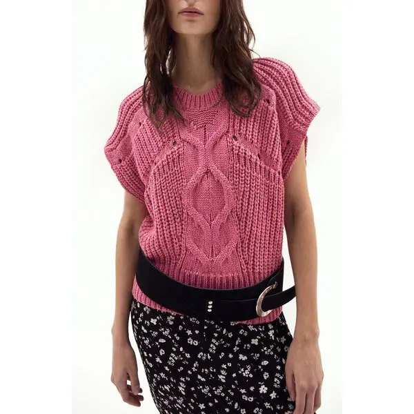 Deluc Cable Knit Sweater Vest - Fuchsia