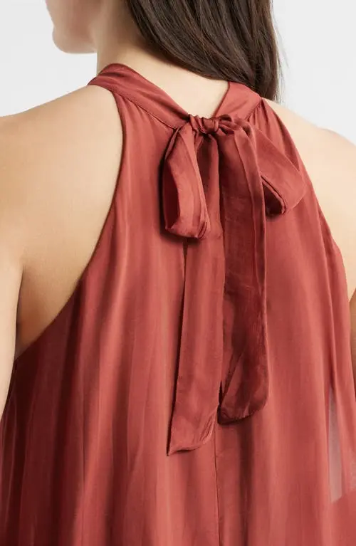 Deluc Vita Mock Neck Satin Maxi Dress - Maroon