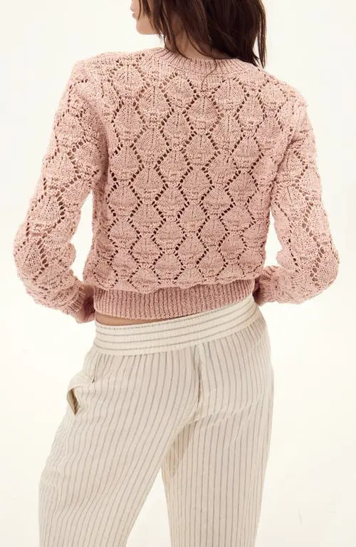 Deluc Cerdena Pointelle Cotton Blend Cardigan - Pink