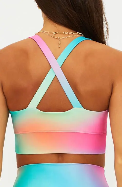 Beach Riot Mindy Ruched Racerback Sports Bra - Strawberry Multi