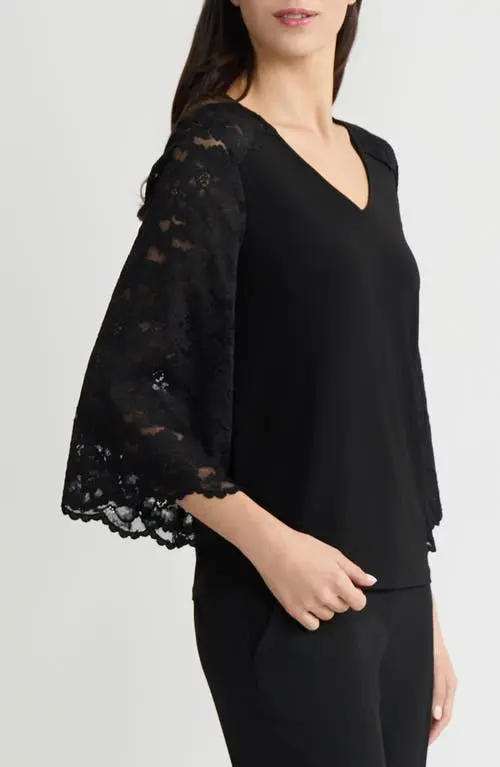KASPER Lace Sleeve Top