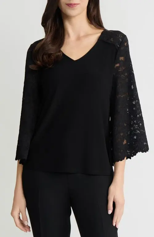 KASPER Lace Sleeve Top