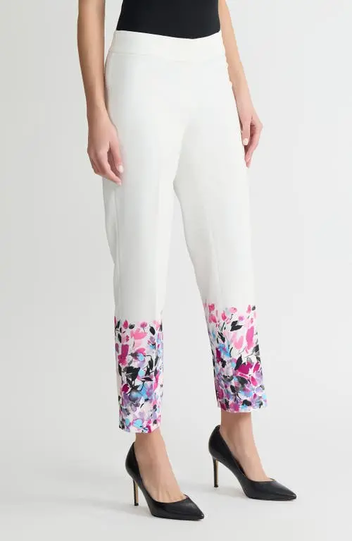 KASPER Floral Straight-leg Ankle Pants