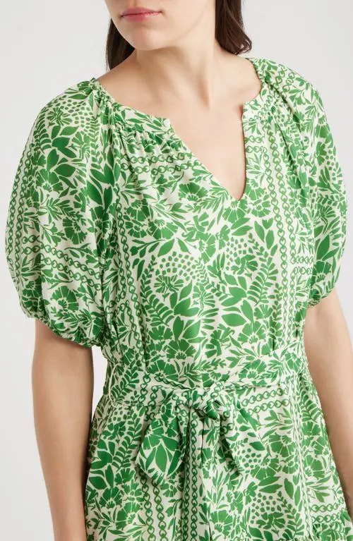 Julia Jordan Floral Puff Sleeve Mini Dress - Green Multi