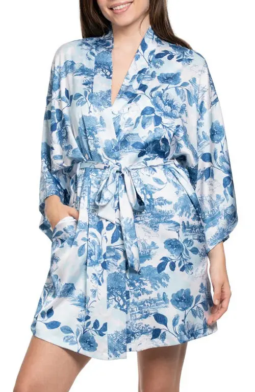 MIDNIGHT BAKERY Floral Satin Wrap - Blue