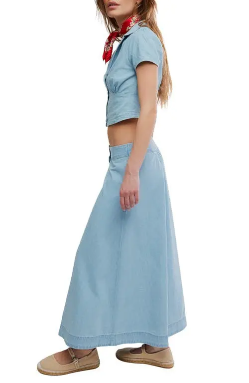 Free People Cotton Button-up Crop Top And Maxi Skirt Set