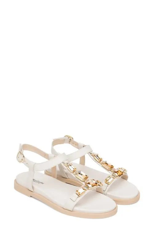 NEROGIARDINI Jeweled T-strap Sandals - Cream