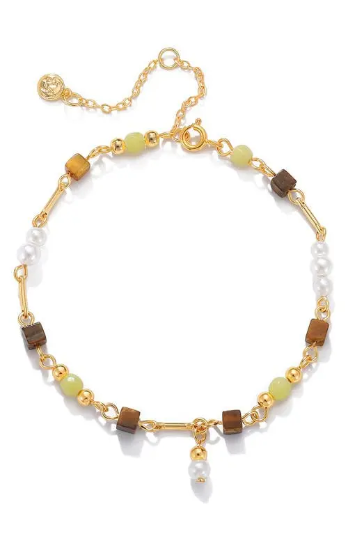 LA MENO Beaded Chain Bracelet - Gold