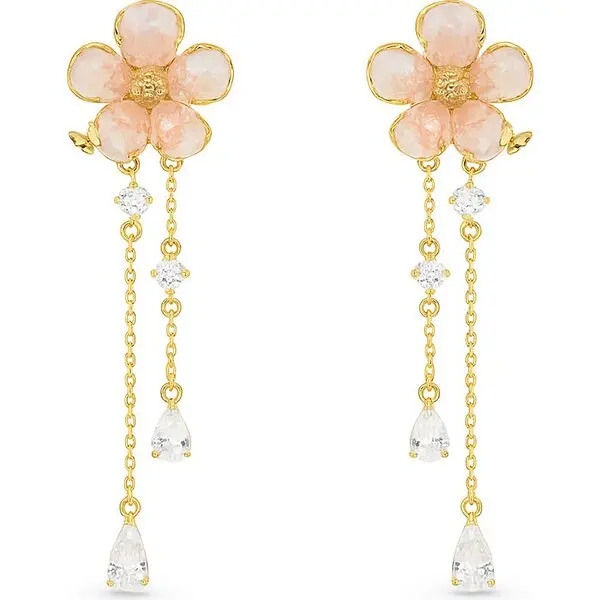 LA MENO Peach Blossom Drop Earrings - Gold/peach
