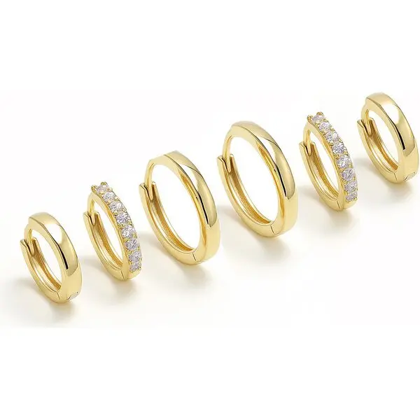 LA MENO Set Of 3 Hoop Earrings - Gold