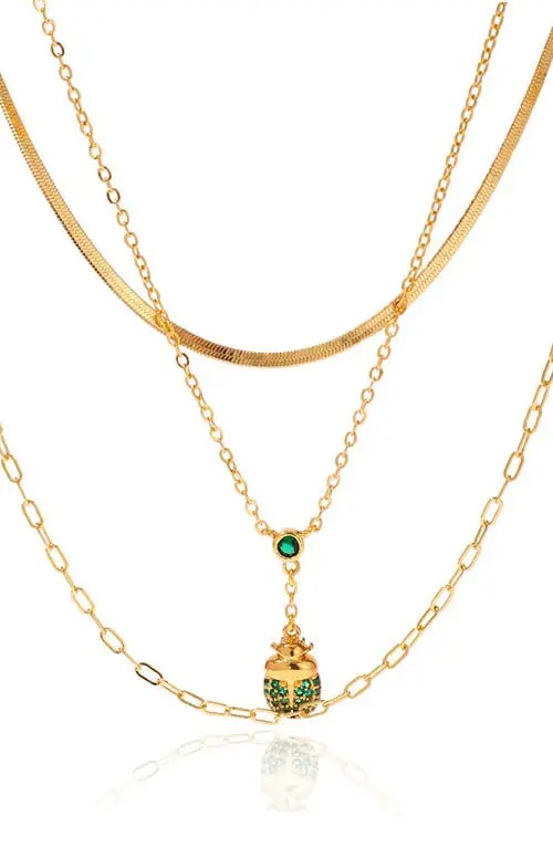 LA MENO Jadewing Layer Necklace - Gold