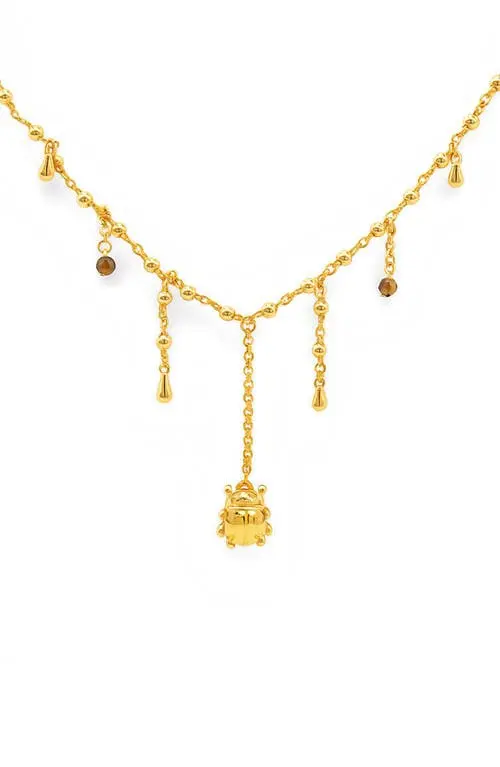 LA MENO Beetle Charm Chain Necklace - Gold