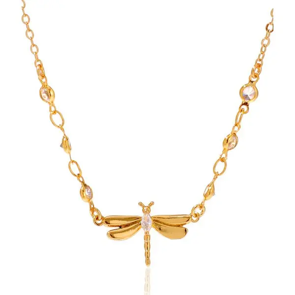 LA MENO Dragonfly Kiss Necklace - Gold