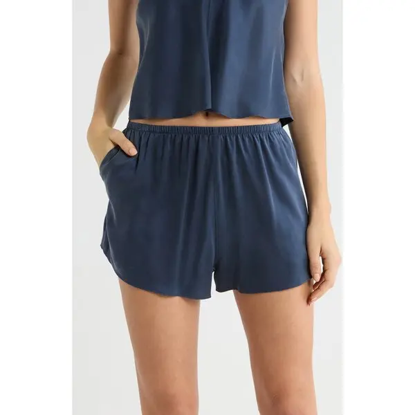 Lunya Washable Silk Pajama Shorts - Deep Blue