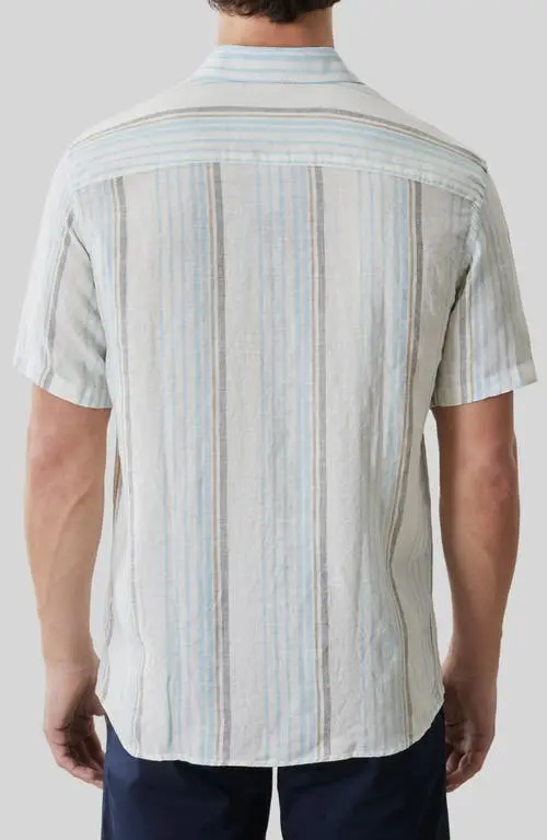 Robert Barakett Thayer Stripe Short Sleeve Linen Button-up Shirt