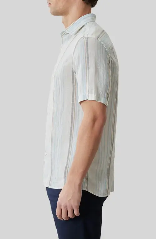 Robert Barakett Thayer Stripe Short Sleeve Linen Button-up Shirt