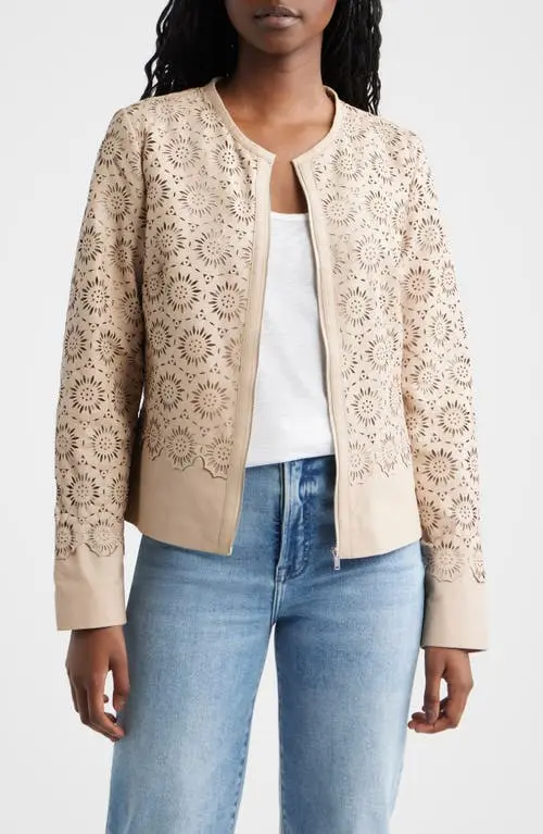 Mauritius Lacey Laser-cut Leather Jacket