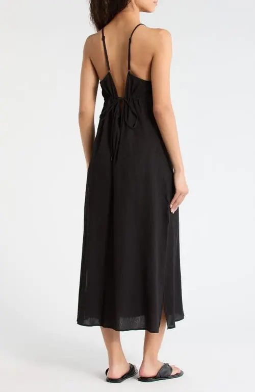 Sanctuary Crinkle Gauze Midi Dress - Black