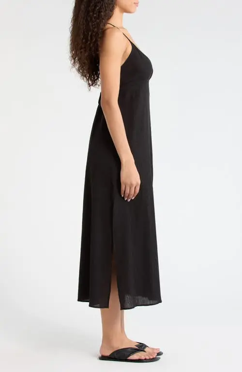 Sanctuary Crinkle Gauze Midi Dress - Black