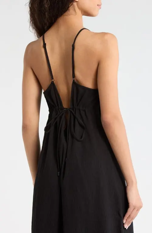 Sanctuary Crinkle Gauze Midi Dress - Black