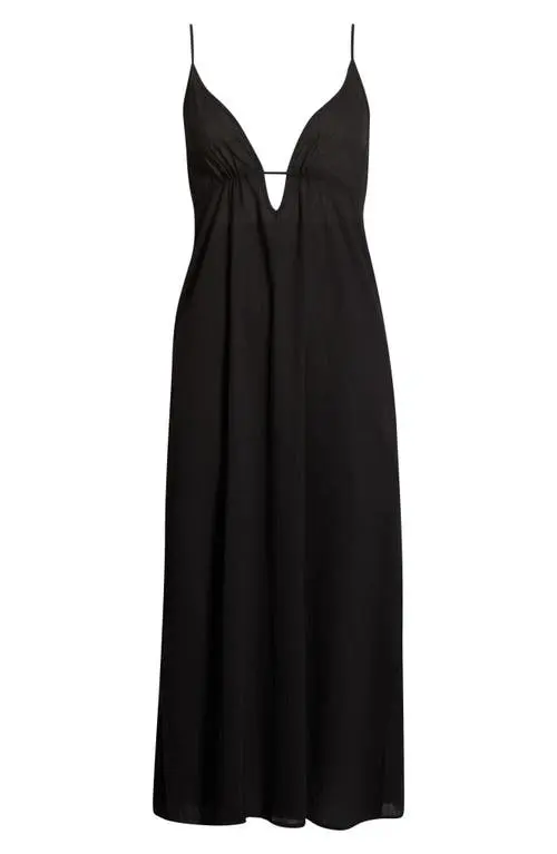 Sanctuary Crinkle Gauze Midi Dress - Black