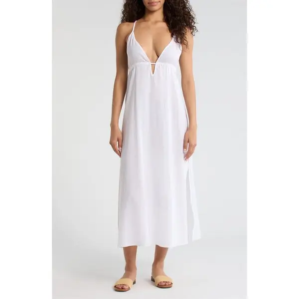 Sanctuary Crinkle Gauze Midi Dress - White