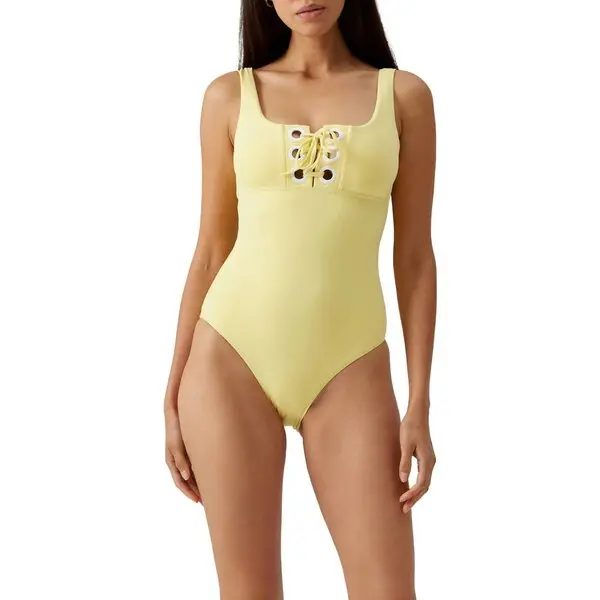 Melissa Odabash London Lace Up One-piece Swimsuit - Yellow