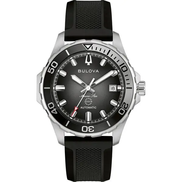 Bulova Marine Star Series B Rubber Strap Watch - Black
