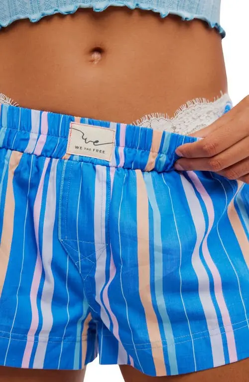 Free People Striped Pajama Boxer Shorts - Coblat Combo