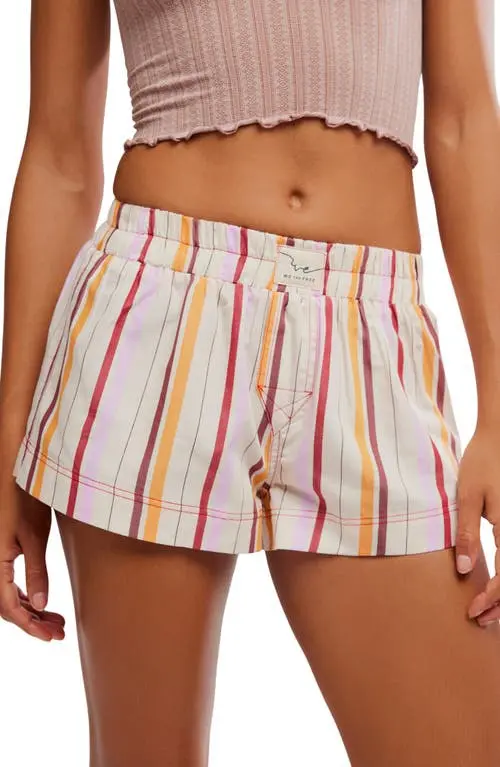 Free People Striped Pajama Boxer Shorts - Tea Combo