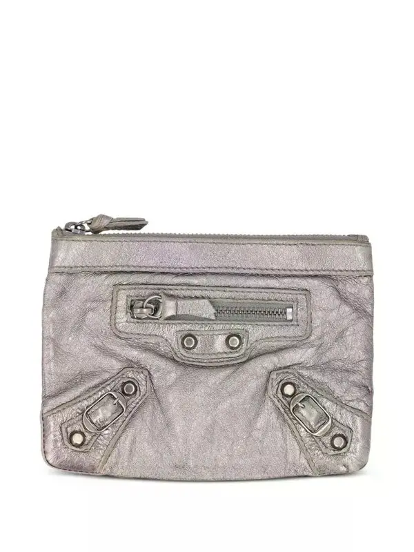 Balenciaga Zipped Leather Wallet - Grey