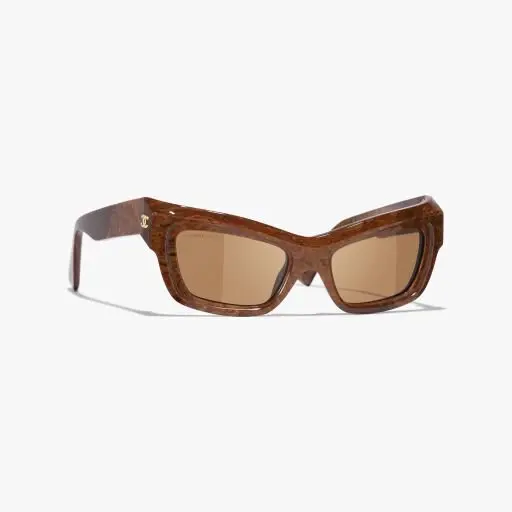 Chanel Acetate Cat Eye Sunglasses - Brown