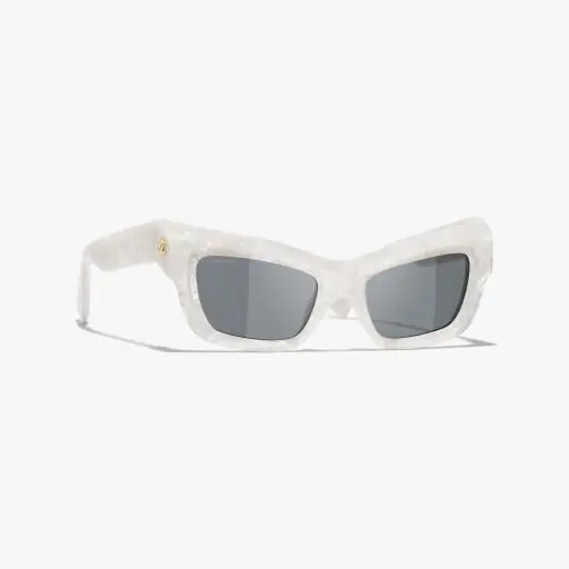 Chanel Acetate Cat Eye Sunglasses - White