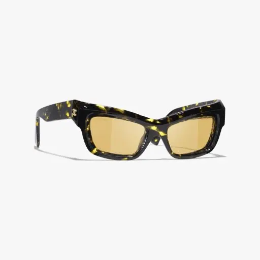 Chanel Acetate Cat Eye Sunglasses - Yellow Tortoise