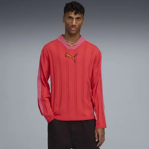 PUMA T7 Long Sleeve Polo Shirt - Red