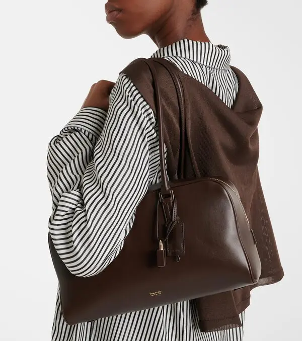 TOM FORD Leather Shoulder Bag - Brown