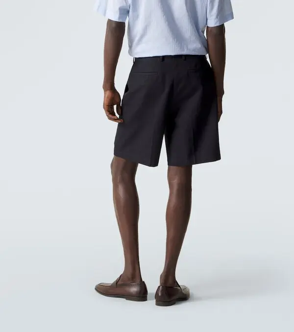 Zegna Cotton And Linen Straight Pants - Blue