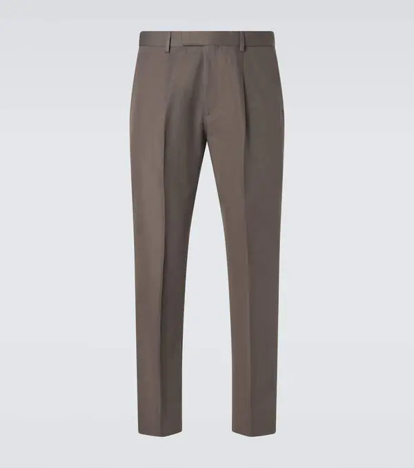 Zegna Cotton And Linen Straight Pants - Brown