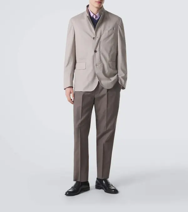 Zegna Cotton And Linen Straight Pants - Brown