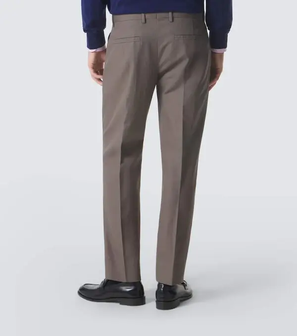 Zegna Cotton And Linen Straight Pants - Brown
