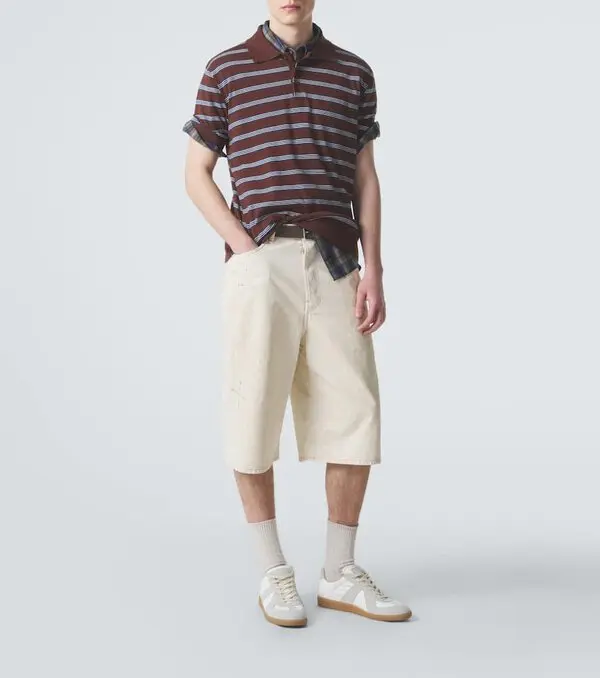 Moncler Striped Cotton Polo Shirt - Brown