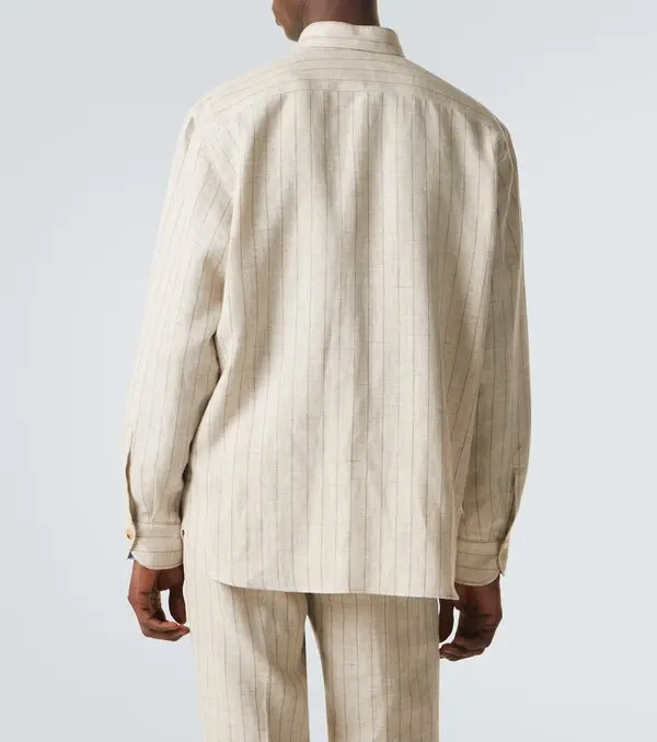 Rubinacci Striped Linen And Wool Slim Pants