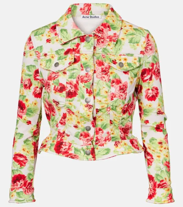 Acne Studios Ojalva Floral Denim Jacket - Pink