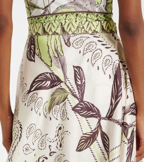 Tory Burch Printed Silk Satin Midi Skirt - Multicoloured