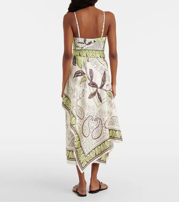 Tory Burch Printed Silk Satin Midi Skirt - Multicoloured