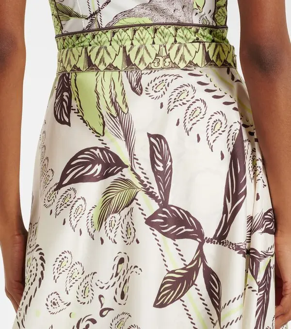 Tory Burch Printed Silk Satin Midi Skirt - Multicoloured